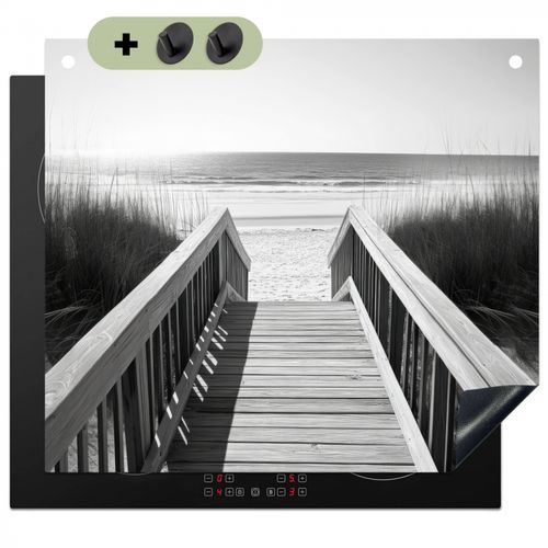 2-in-1 Herdabdeckplatte – Steg - Holz - Strand - Meer